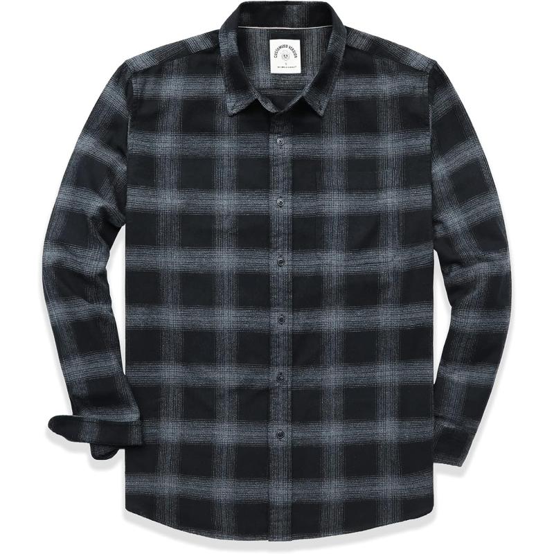 Dubinik® Flannel Shirt for Men Casual Button Down Work Soft All Cotton ...