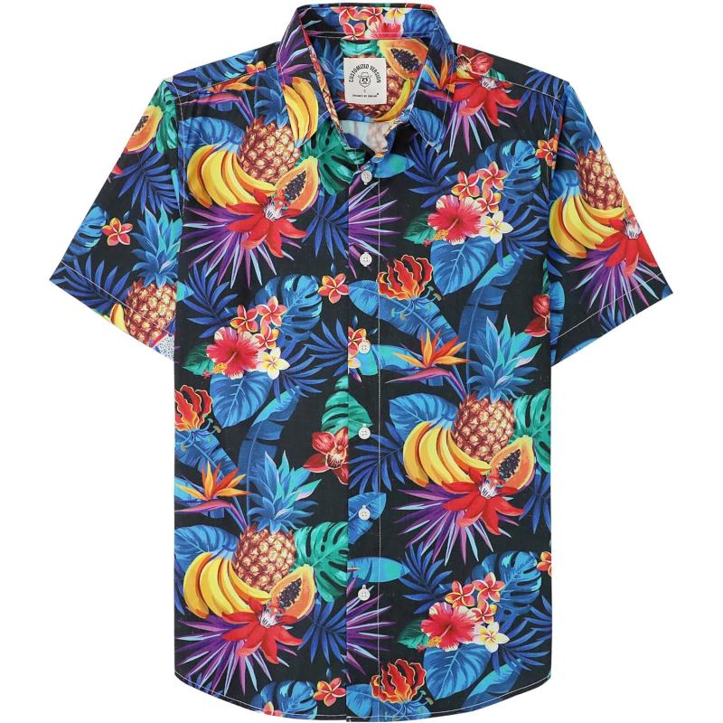 Dubinik® Hawaiian Shirt for Men Tropical Beach Shirt Mens Short Sleeve ...