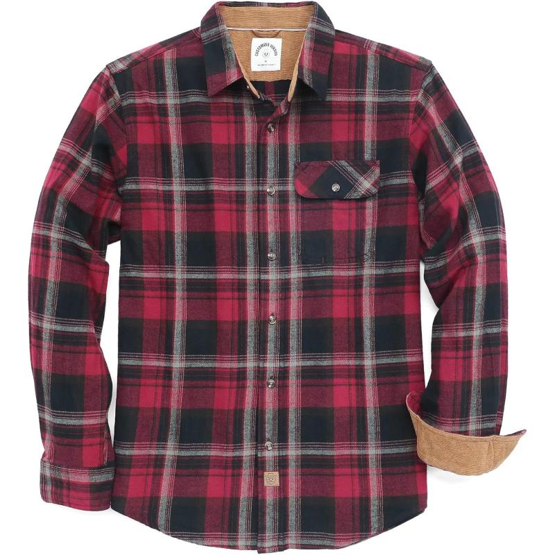 Dubinik® Mens Flannel Shirts Long Sleeve Flannel Shirt for Men Casual ...