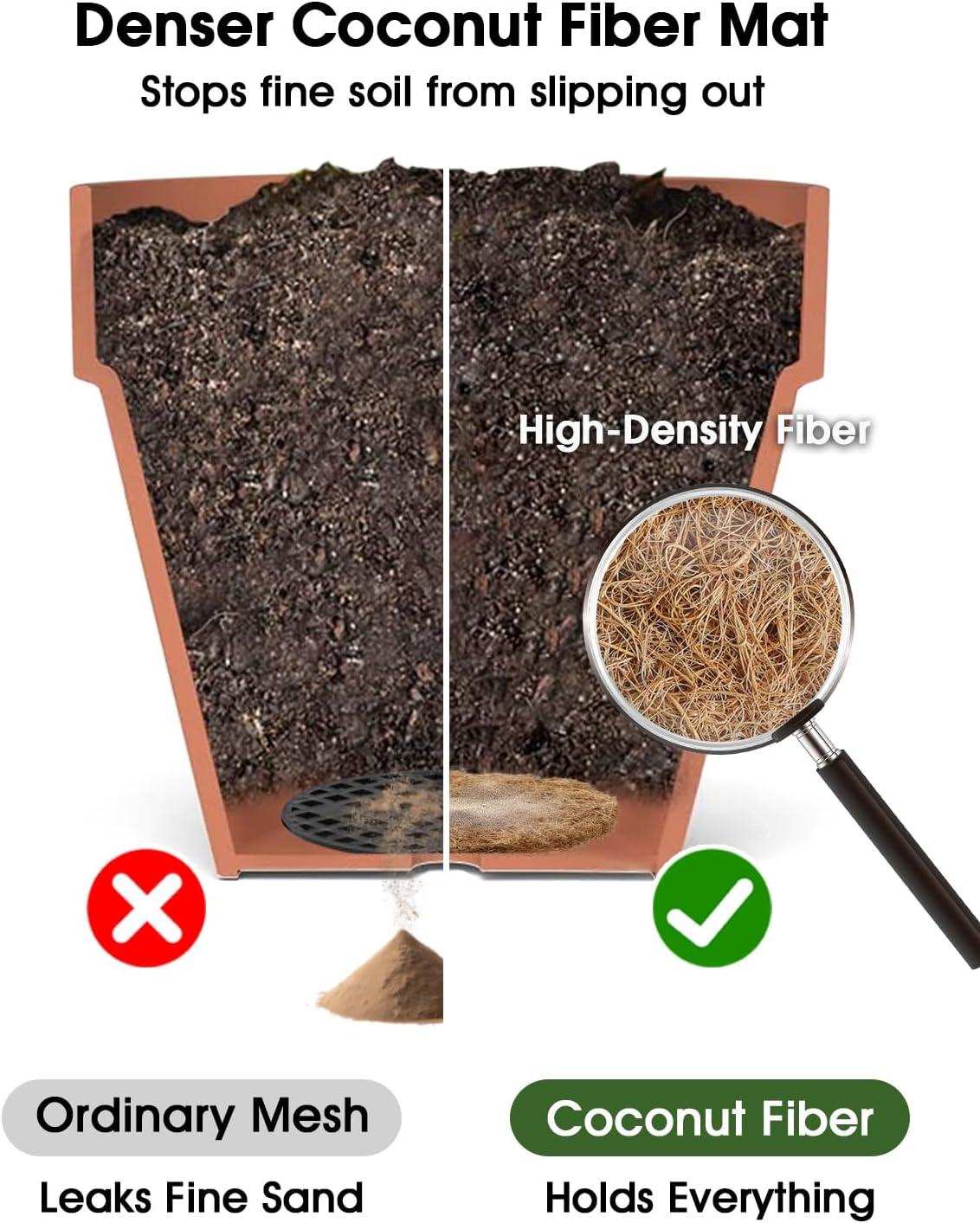 LE TAUCI Coconut Coir Drainage Mesh Pads for Flower Pots, Pre-Cut 2 ...